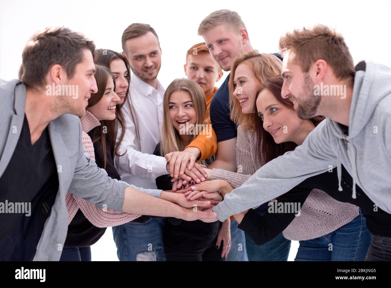 group of happy young people showing their unity Stock Photo - Alamy