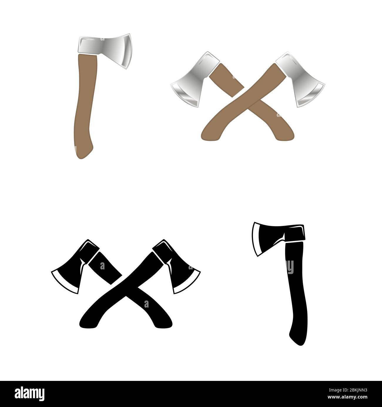 Crossed Ax. Wood chopping tool. Realistic style and silhouette ax logo ...