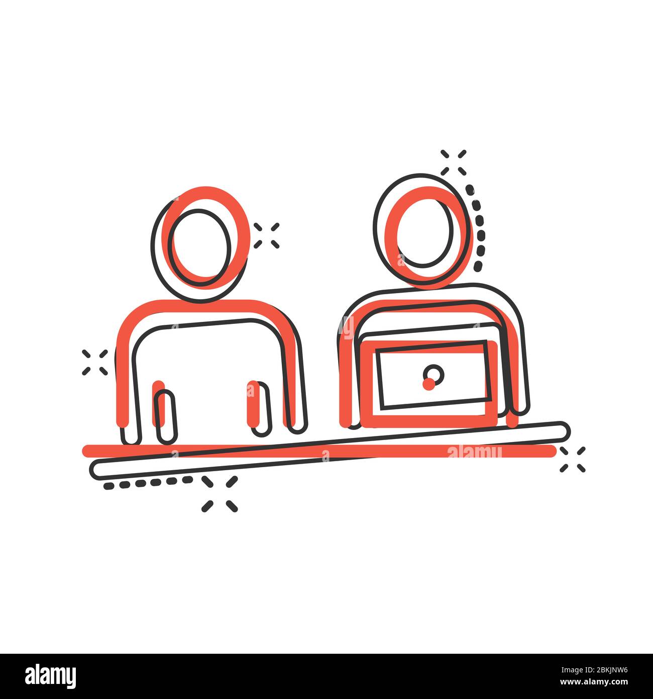 People with laptop computer icon in comic style. Pc user cartoon vector ...