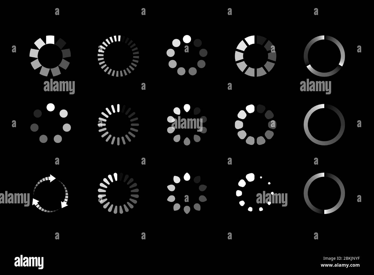 Set Of Website Loading Icon Circle Buffer Loader Or Preloader Vector 6350