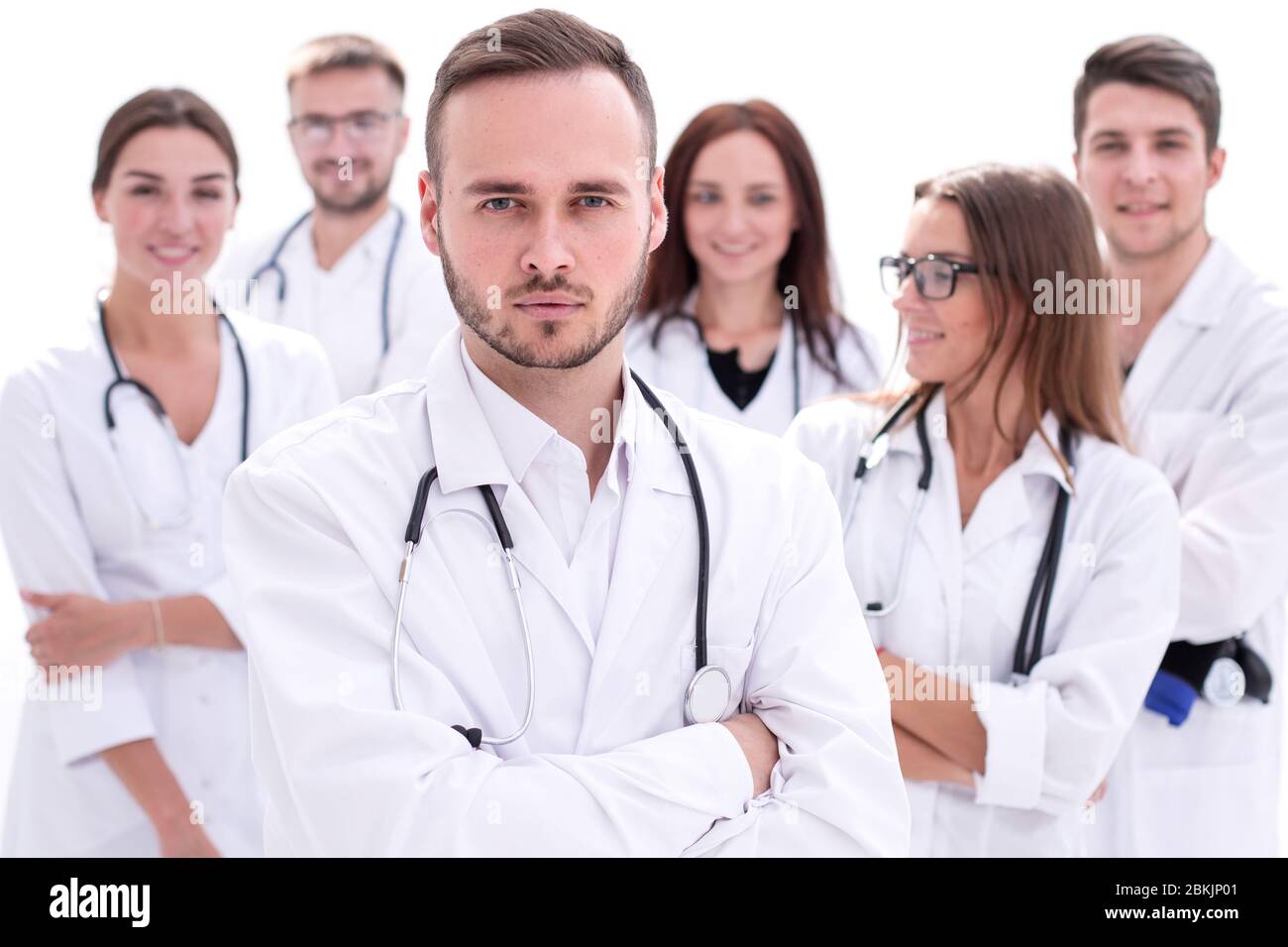 close up. confident group of doctors standing together Stock Photo - Alamy