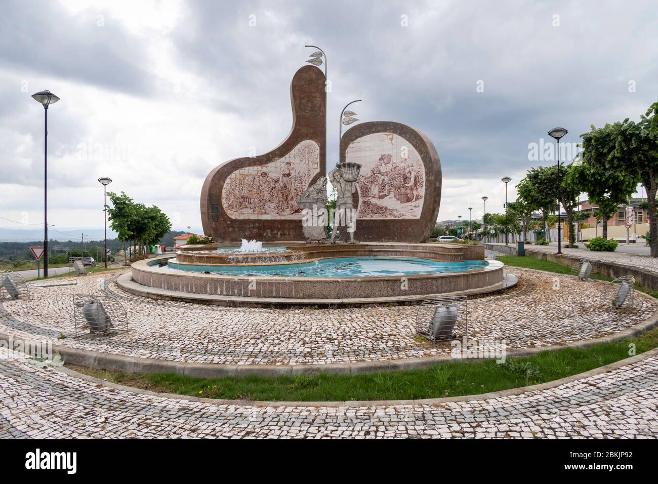 Monument in the center of a roundabout in Penedono, Portugal, Europe ...