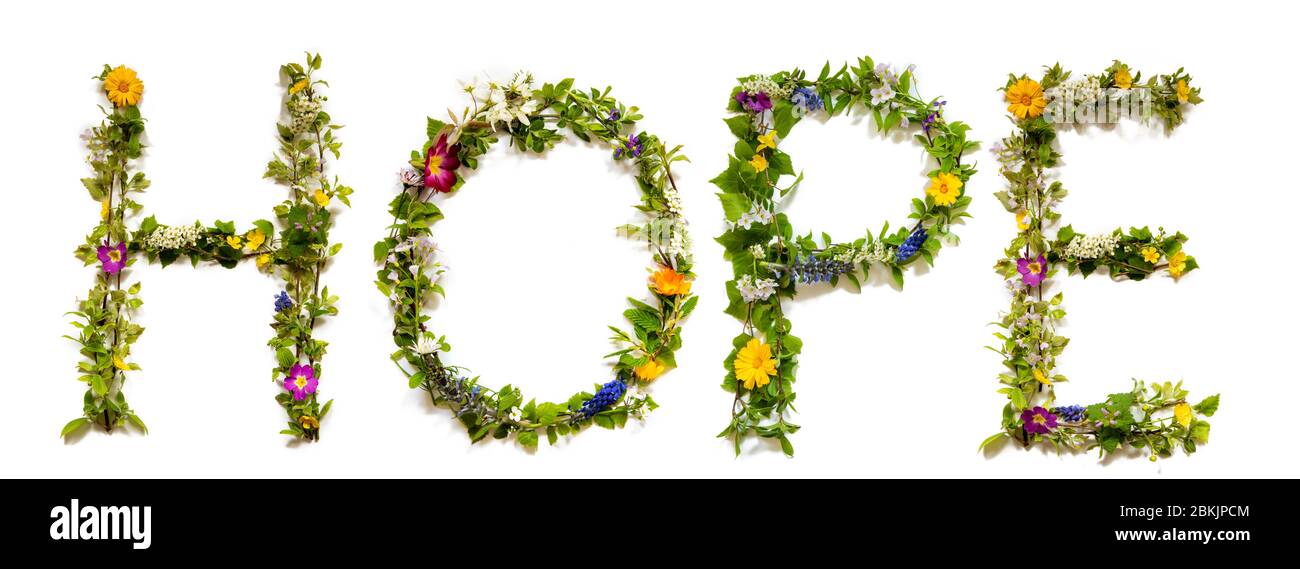 Flower And Blossom Letter Building Word Hope Stock Photo - Alamy