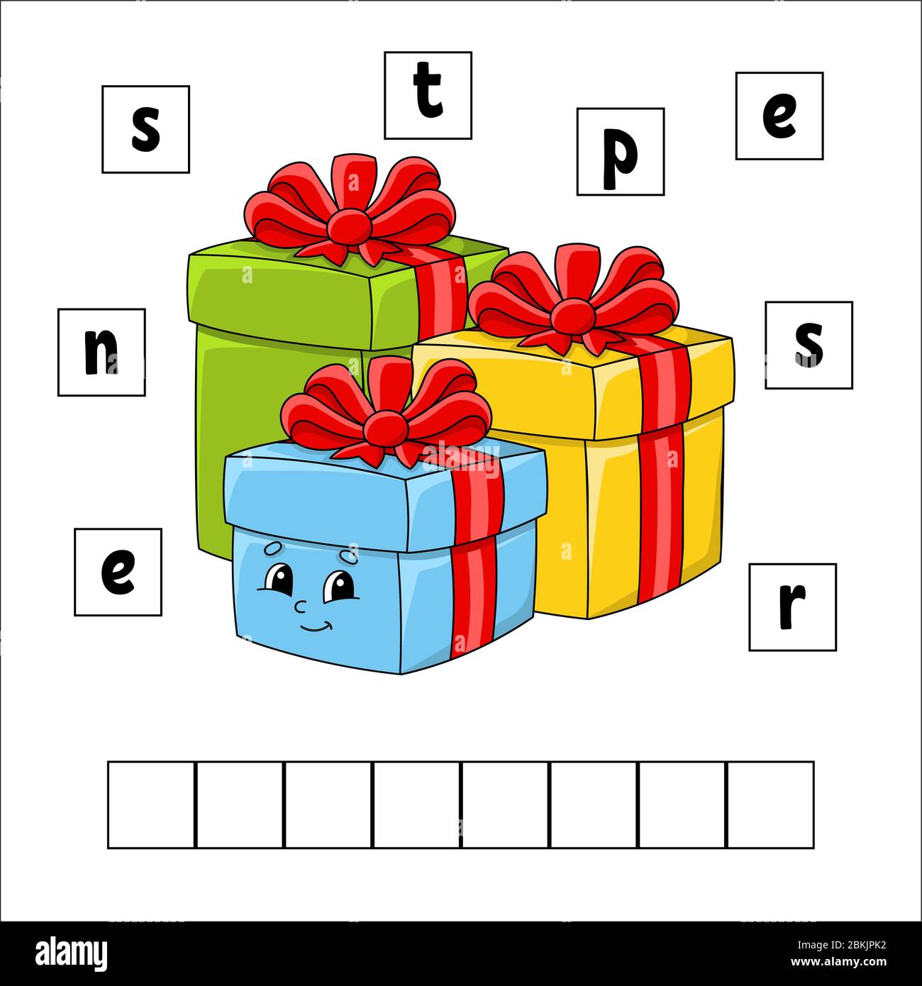 Words puzzle. Presents. Education developing worksheet. Learning game ...