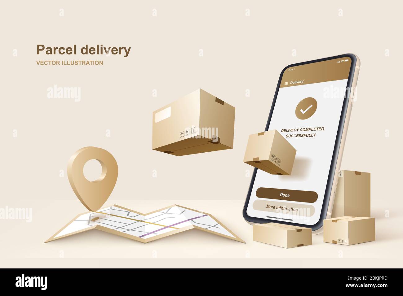 Parcel delivery. Concept for fast delivery service, vector illustration ...