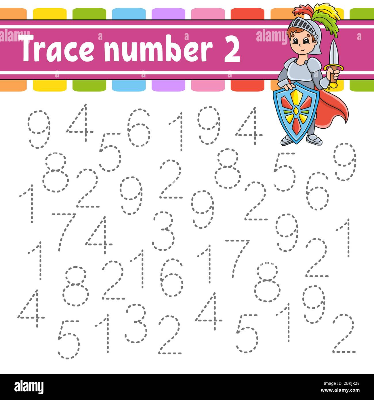 Trace number 2. Handwriting practice. Learning numbers for kids ...