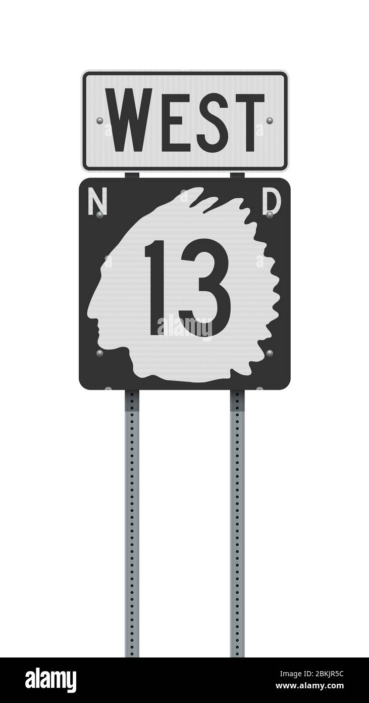 Vector illustration of the North Dakota State Highway 13 and West road ...