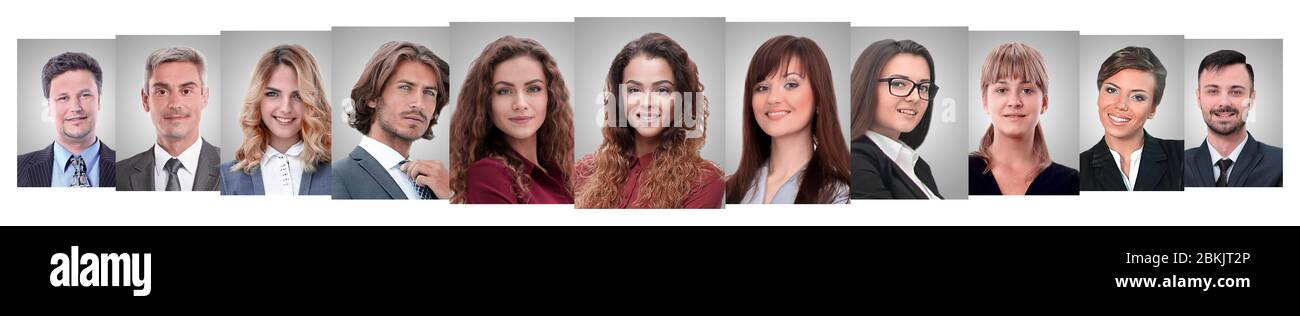 panoramic collage of portraits of successful business people Stock ...