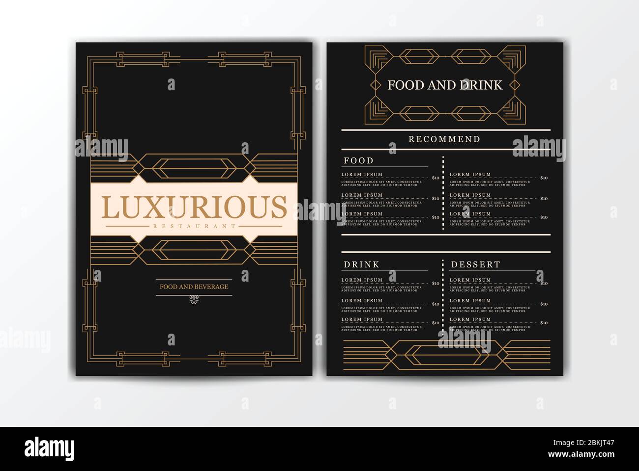 Restaurant Food Menu Template. Elegant Luxurious Vintage Menu with Food ...