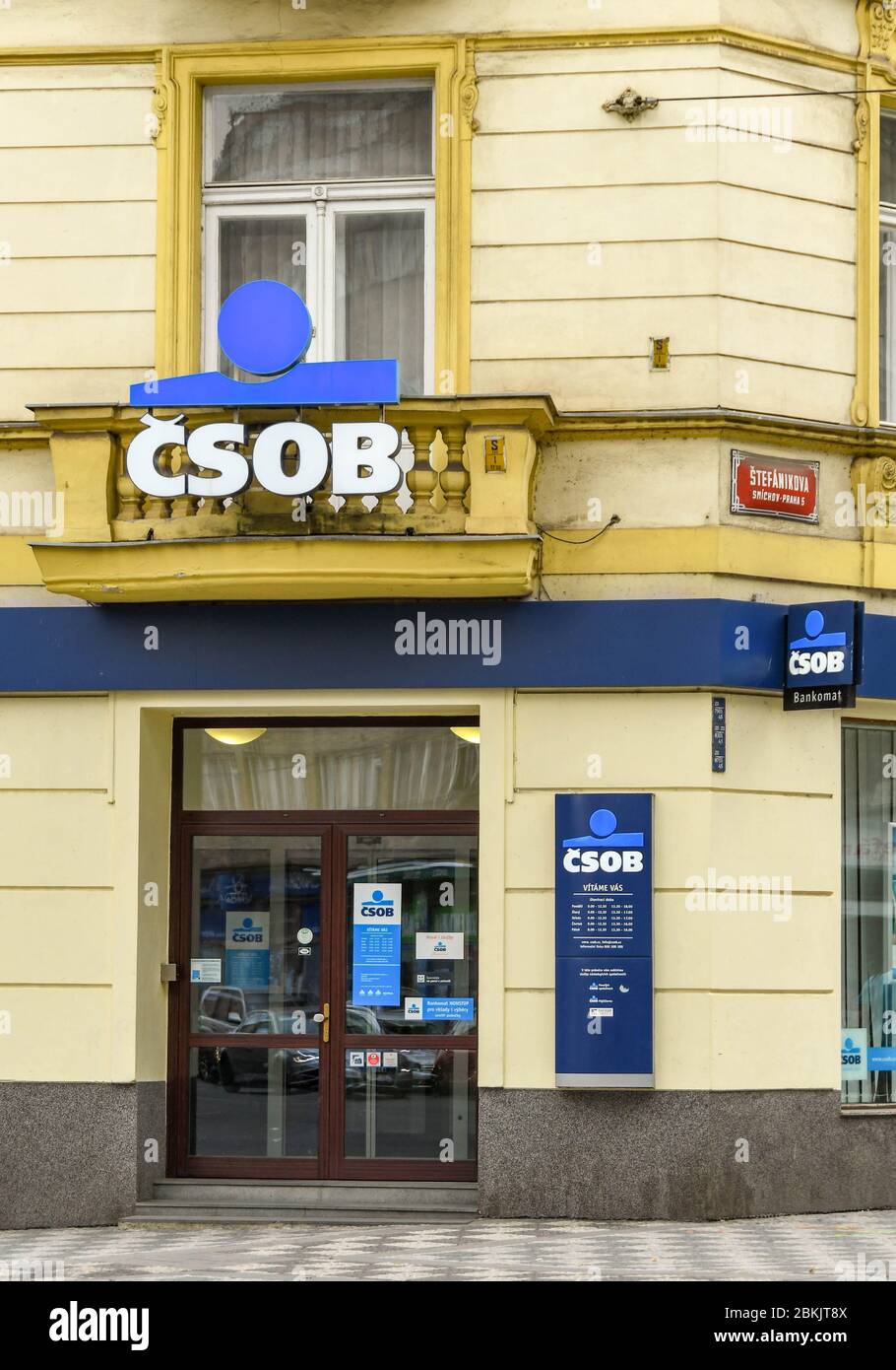PRAGUE, CZECH REPUBLIC - JULY 2018: Exterior of a branch of the CSOB ...