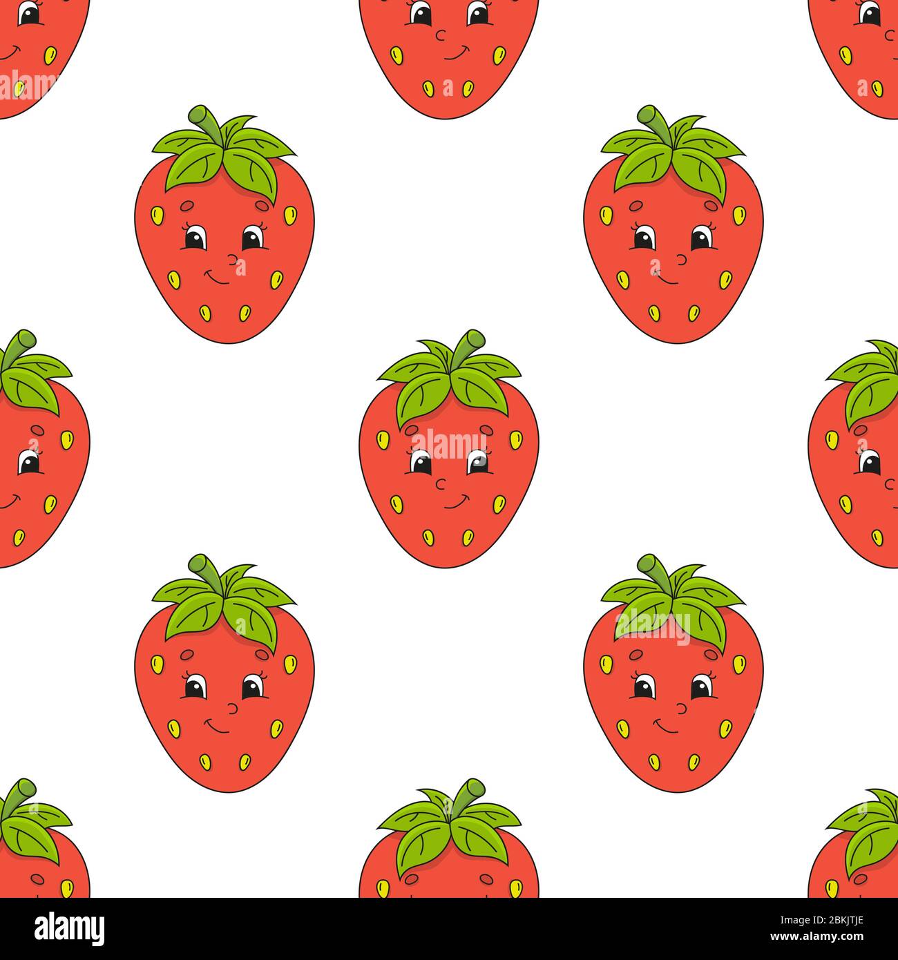 Colored cartoon seamless pattern. Berry strawberry. Cartoon style. Hand ...