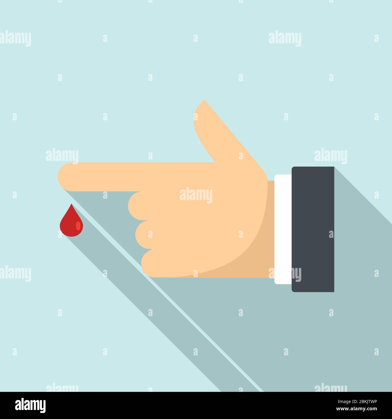 Blood finger hand icon. Flat illustration of blood finger hand vector ...