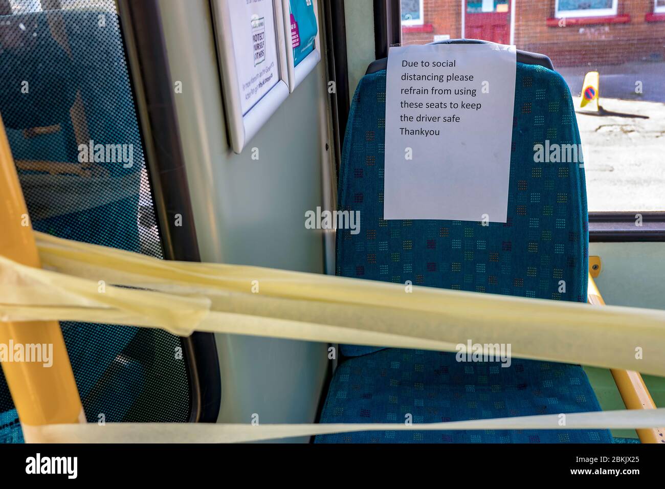 Signs on Buses and closed off seats near Driver during covid 19 ...
