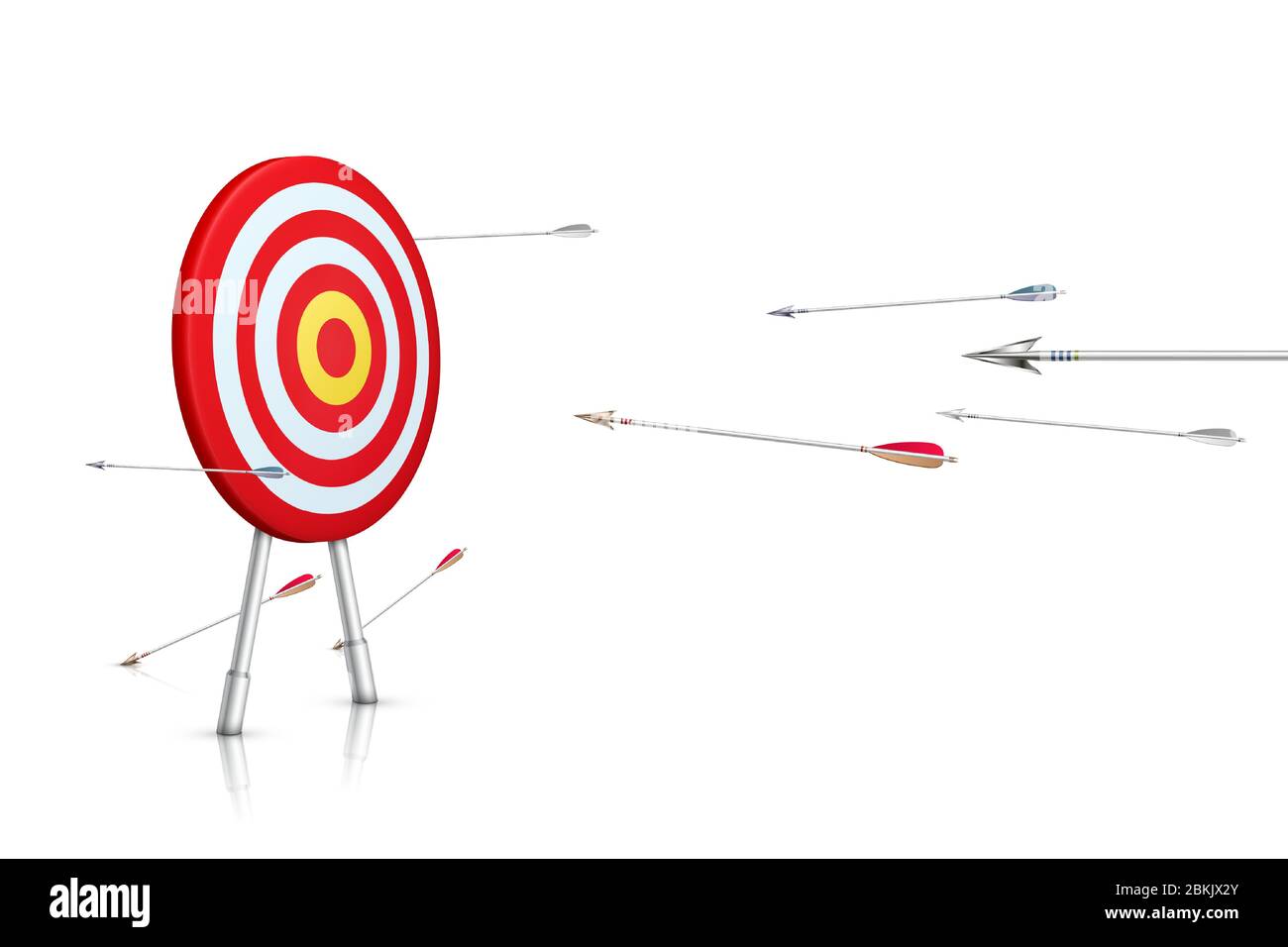 Path to success. Realistic aim and arrows isolated on white background ...
