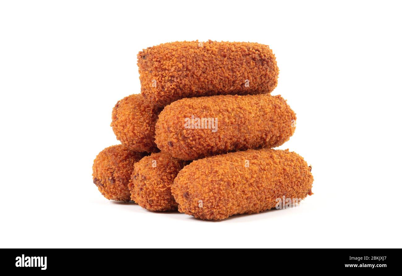 Brown crusty dutch kroketten isolated on a white background Stock Photo ...