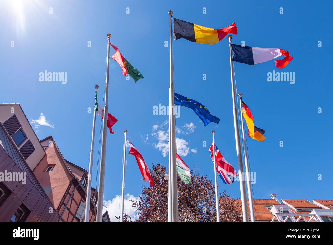 Flags of EU, Great Britain, France, Italy, Germany, Belgium and another ... Flags of EU, Great Britain, France, Italy, Germany, Belgium and another ...