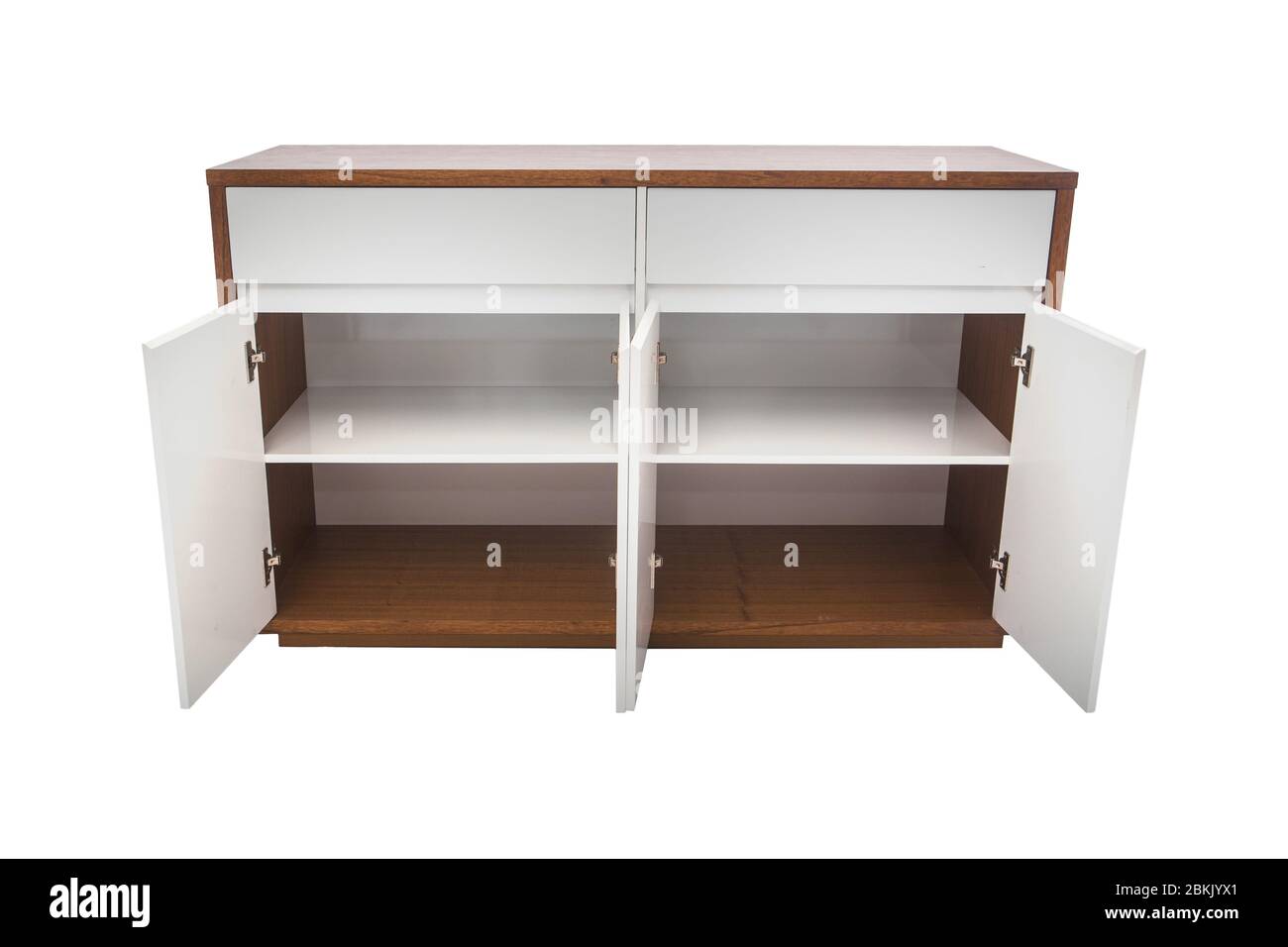 living room furniture Buffet white wood isolated on white background ...