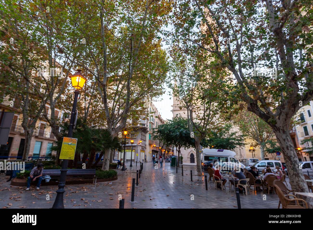 Bar terraces in placa de santa eulalia hi-res stock photography and ...