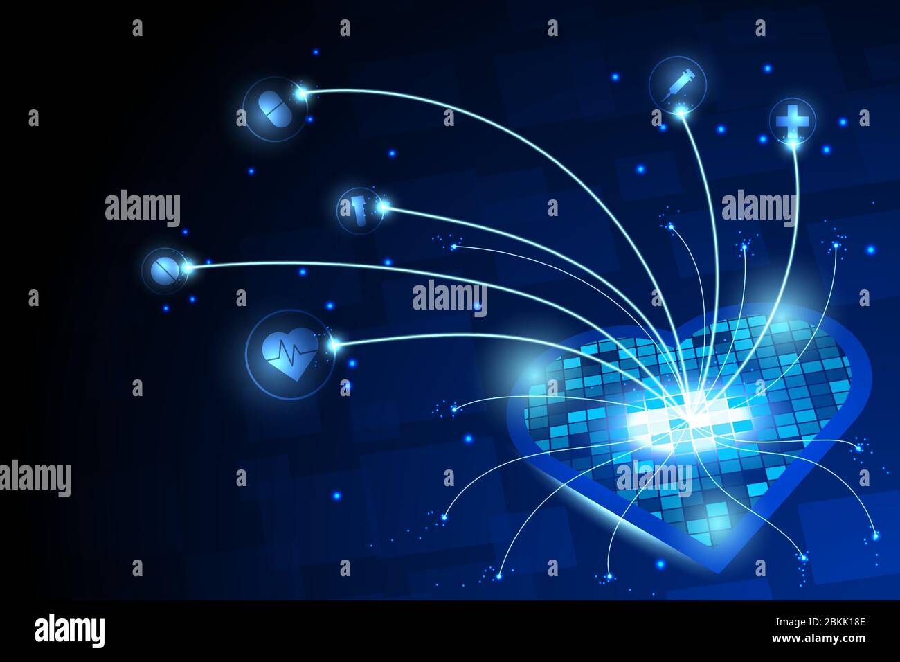 Abstract dark blue futuristic technology and health care background ...