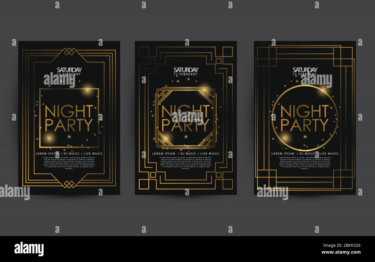Luxury Poster Template. Golden Night Club Party Poster Template for ...