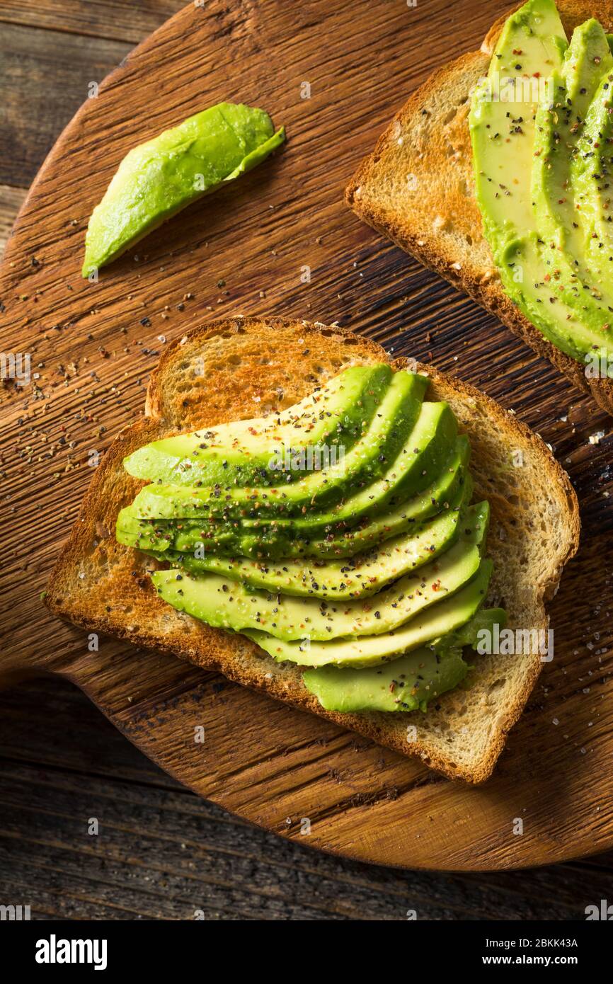 Healthy Homemade Avocado Toast with Salt and Pepper Stock Photo - Alamy