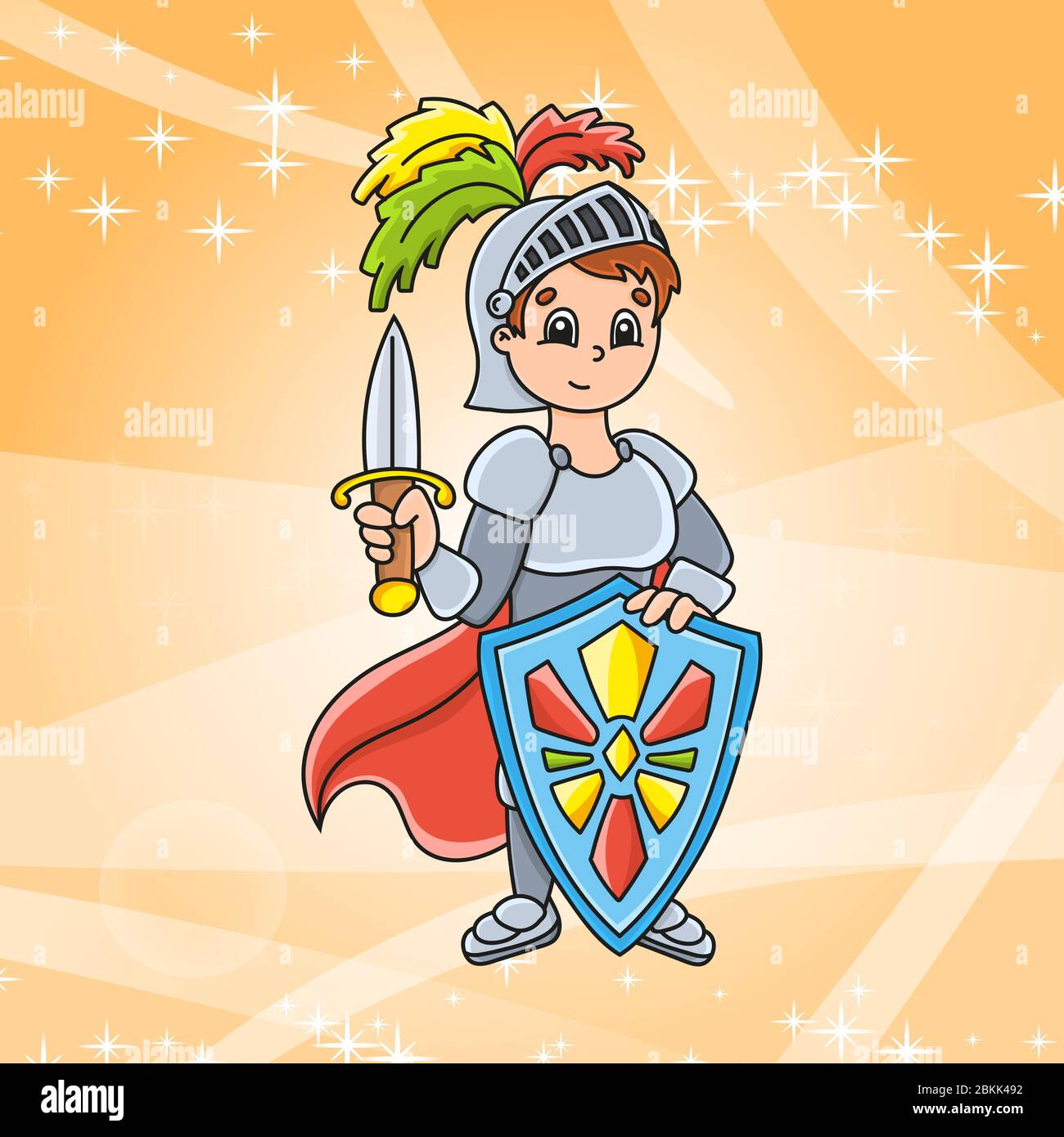 Cute character. Brave knight. Colorful vector illustration. Cartoon ...