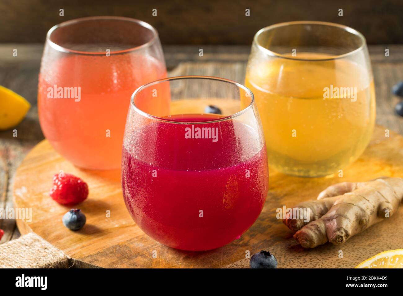 Boozy Alcoholic Hard Kombucha Cider with Fruit Stock Photo - Alamy
