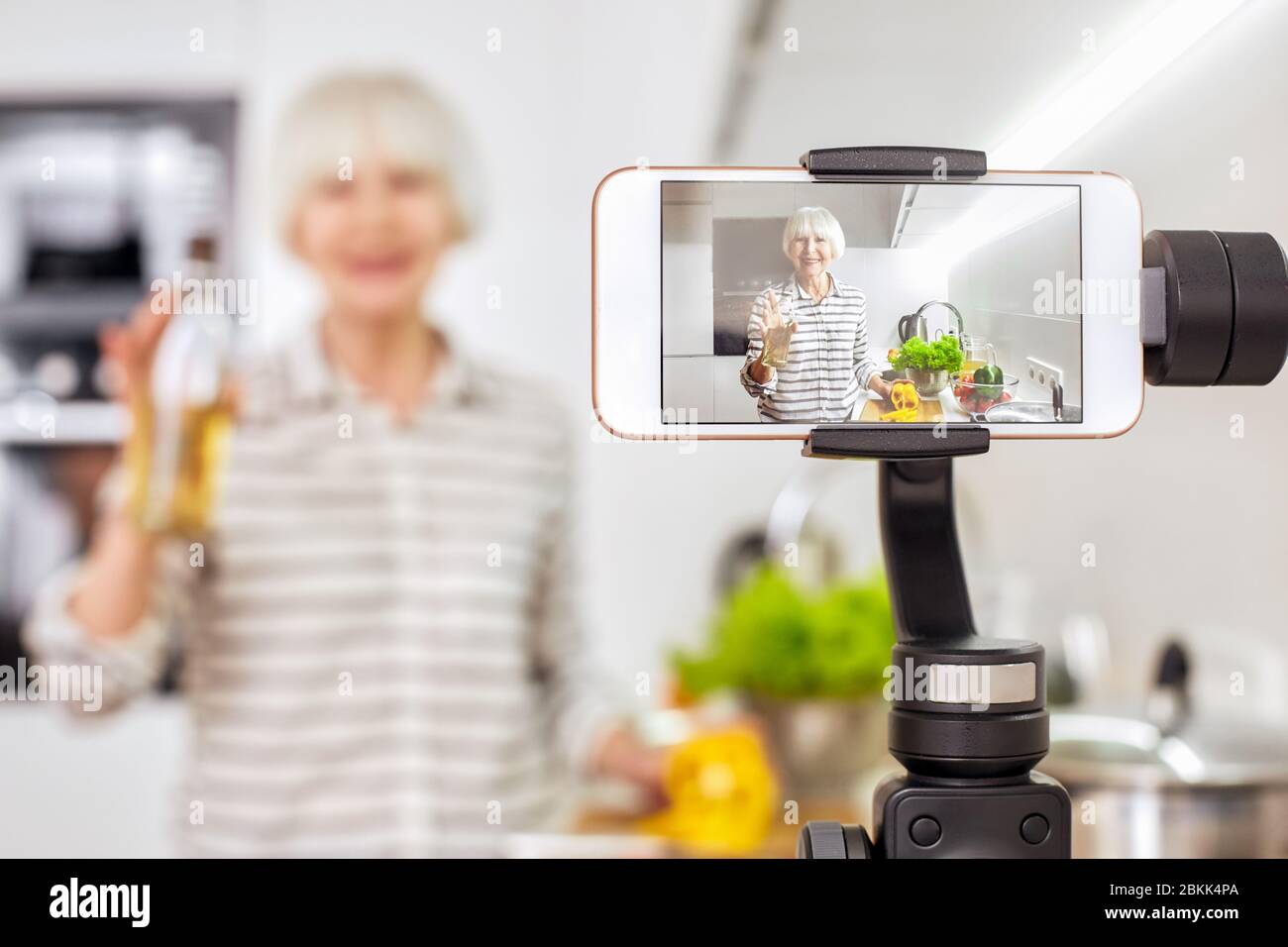 Senior woman using smartphone video hi-res stock photography and images ...