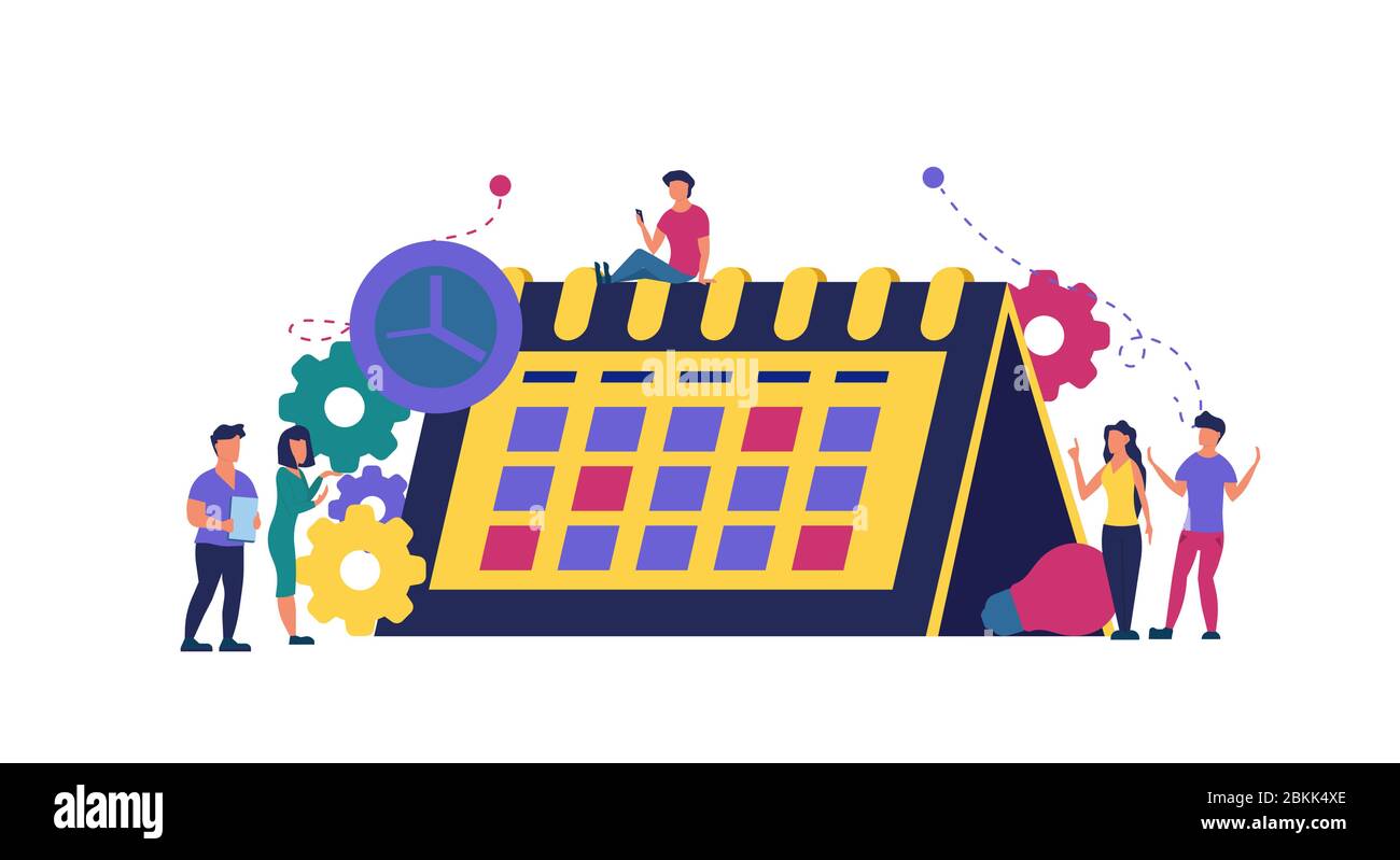 Calendar schedule week vector concept illustration. Student appointment ...