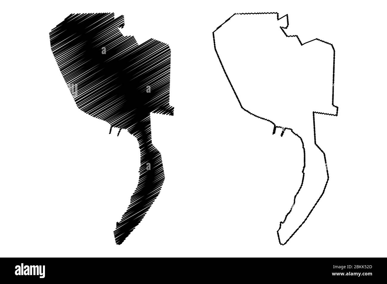 Vlore City (Republic of Albania) map vector illustration, scribble ...