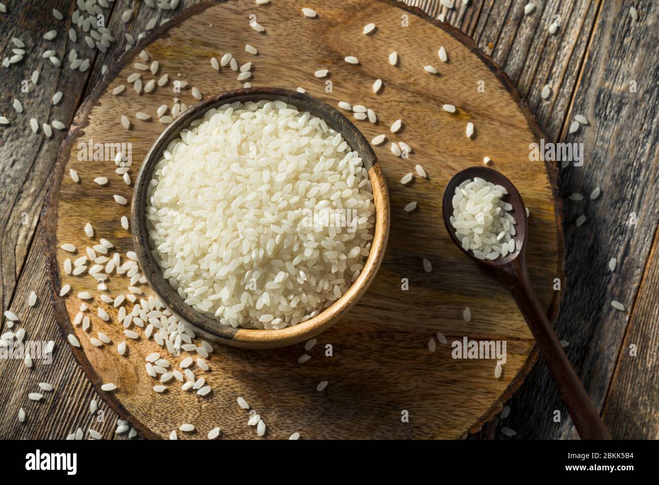 Raw Organic Dry White Rice in a Bowl Stock Photo - Alamy