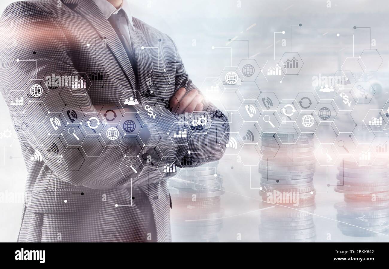 Business Finance concept Double Exposure Trading Stock Control panel ...