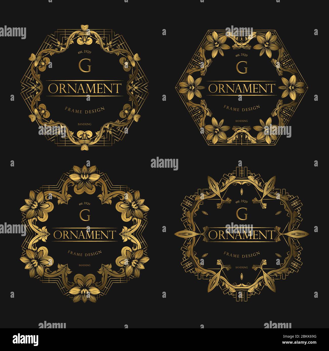 Set Of Golden Frame Luxury. Frame Luxury with Golden Color, Ornament ...