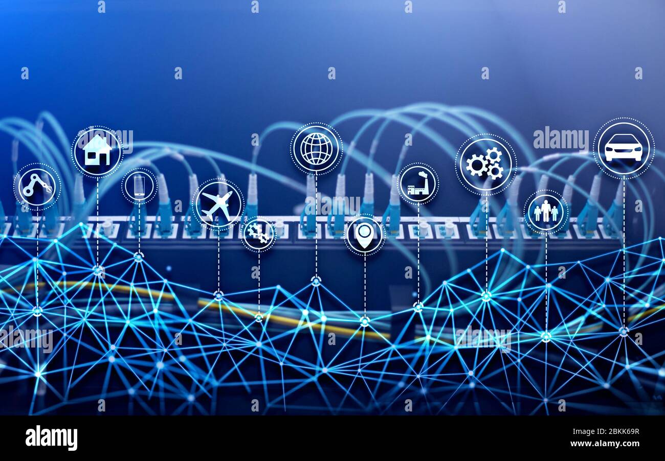 IOT internet of things digital technology concept. Server room ...
