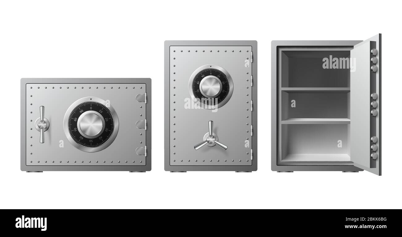 Steel safe with combination lock Isolated on a white background ...