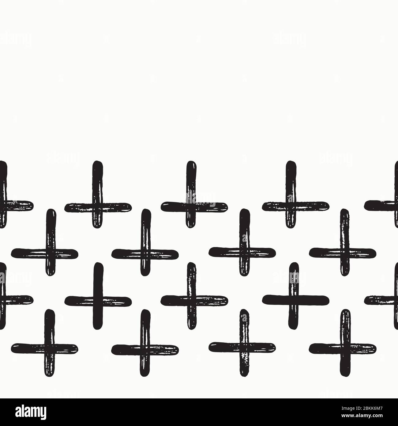 Vector geometric textured cross border with grunge sketchy cross on ...