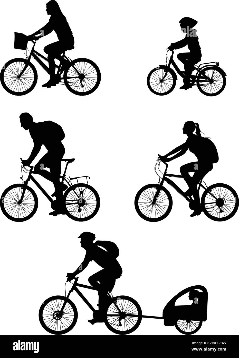 bicyclist silhouettes collection - vector illustration Stock Vector ...