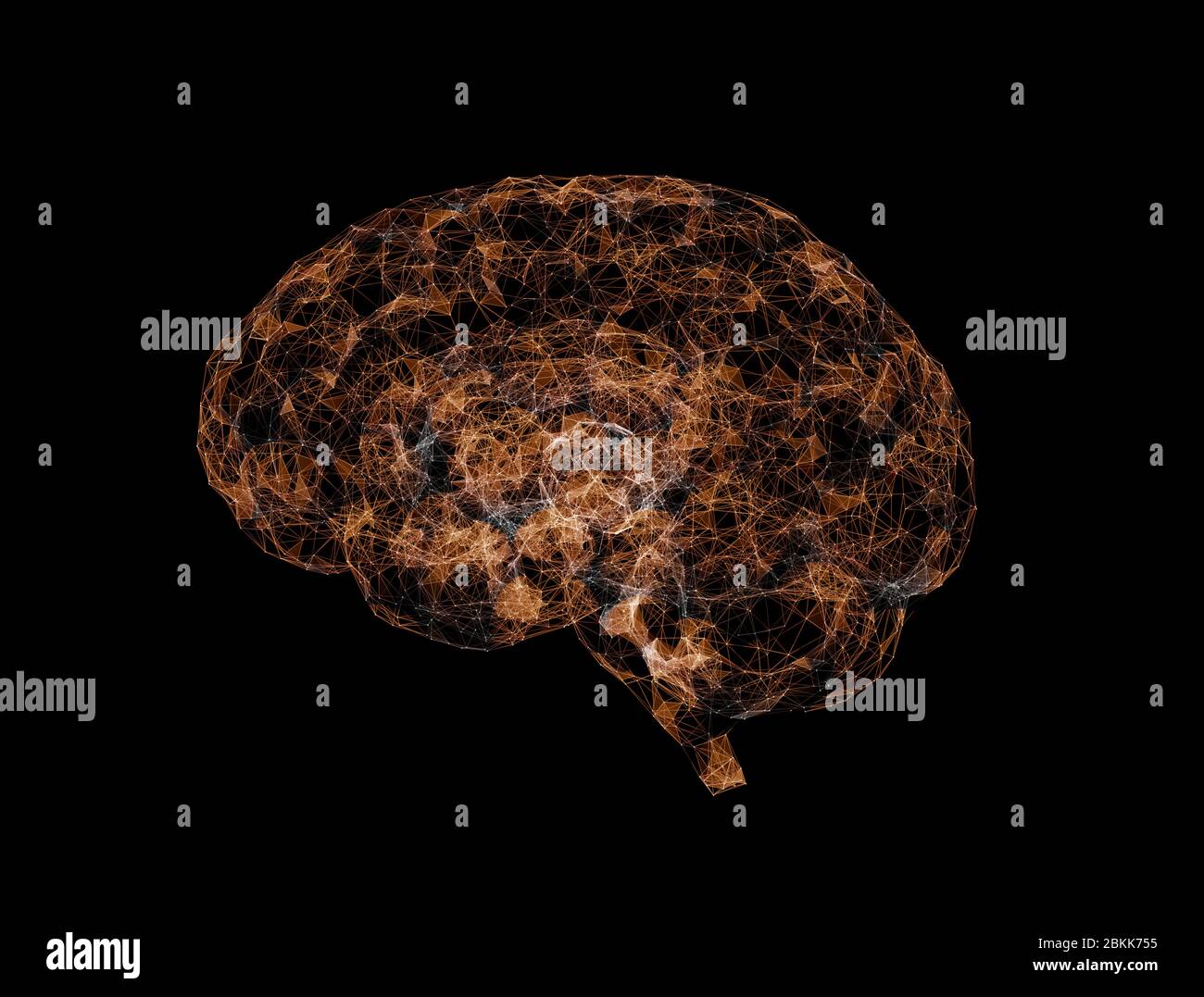 Multi color human brain connected network isolated. 3D render Stock ...