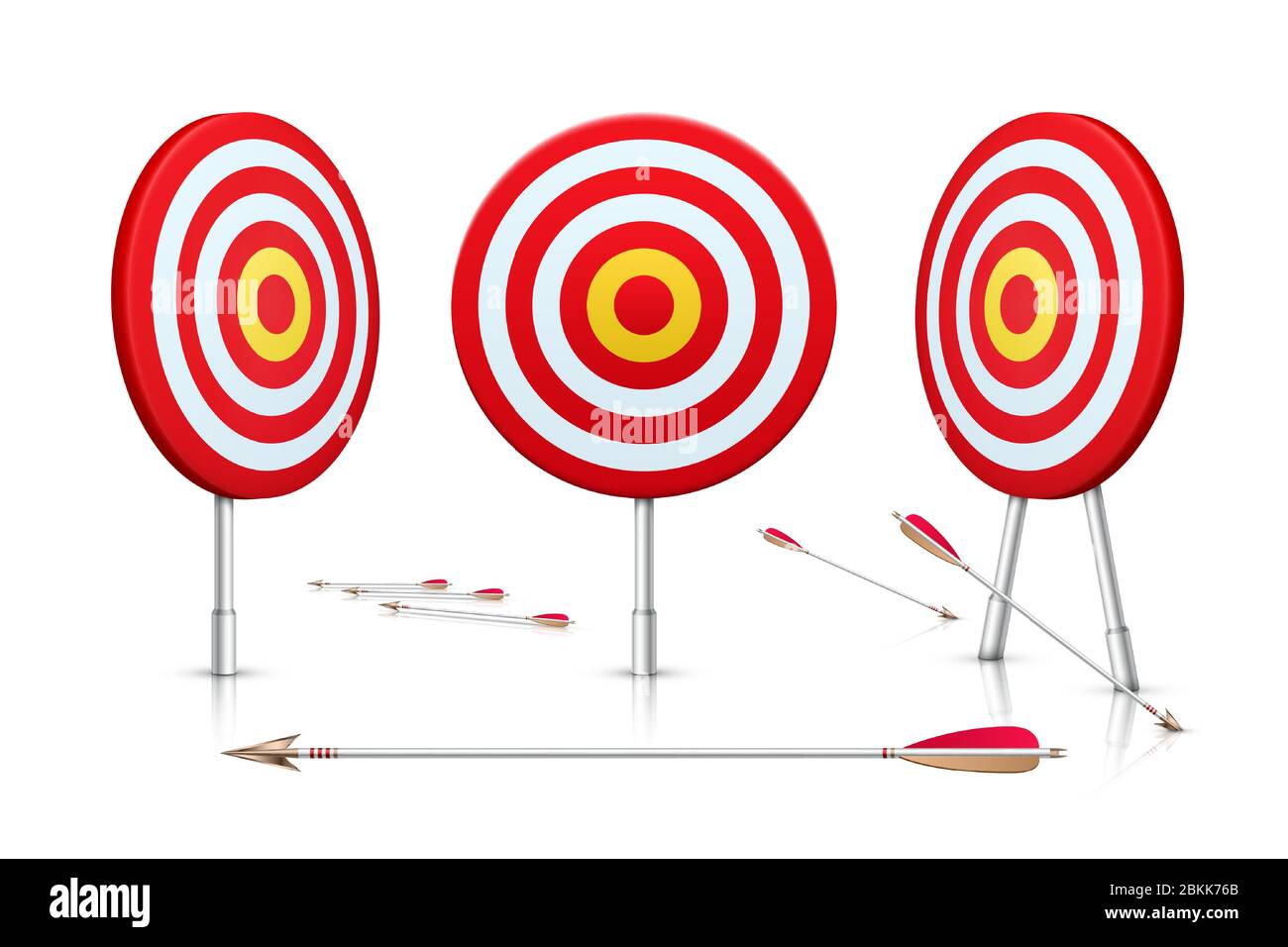Path to success. Realistic aim and arrows isolated on white background ...