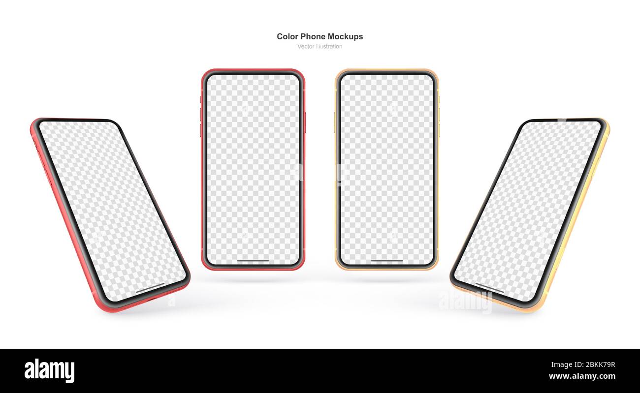 Set of vector phones isolated on white background. Mock up with empty ...