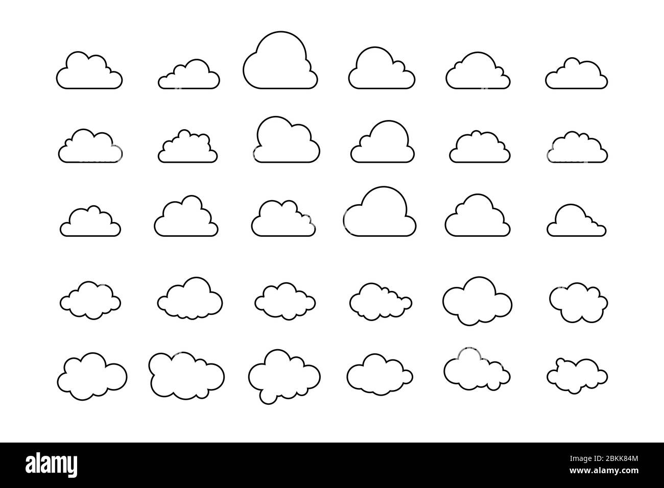Set of clouds. Simple clouds isolated on white background, vector ...