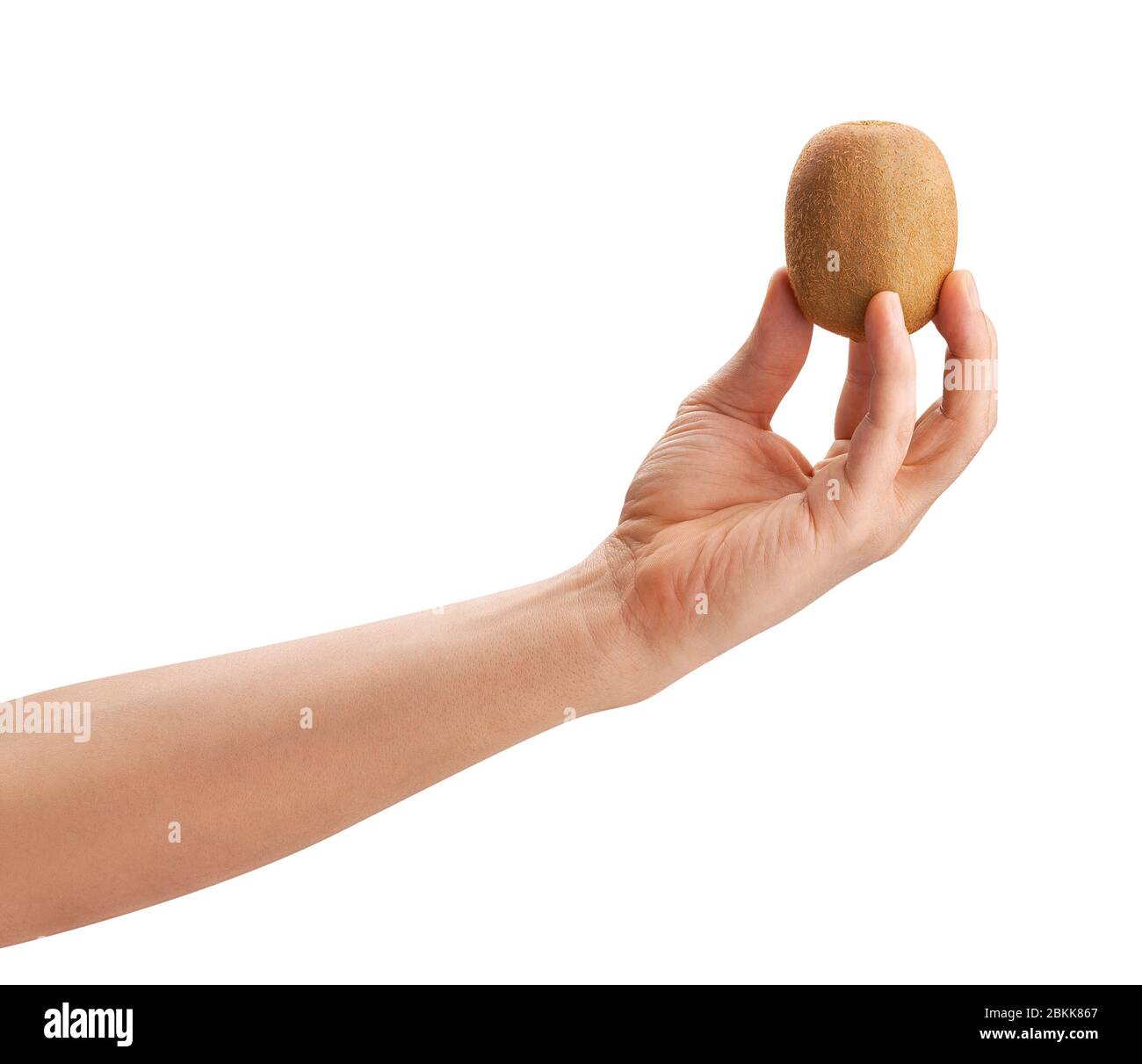 kiwi in hand path isolated on white Stock Photo - Alamy