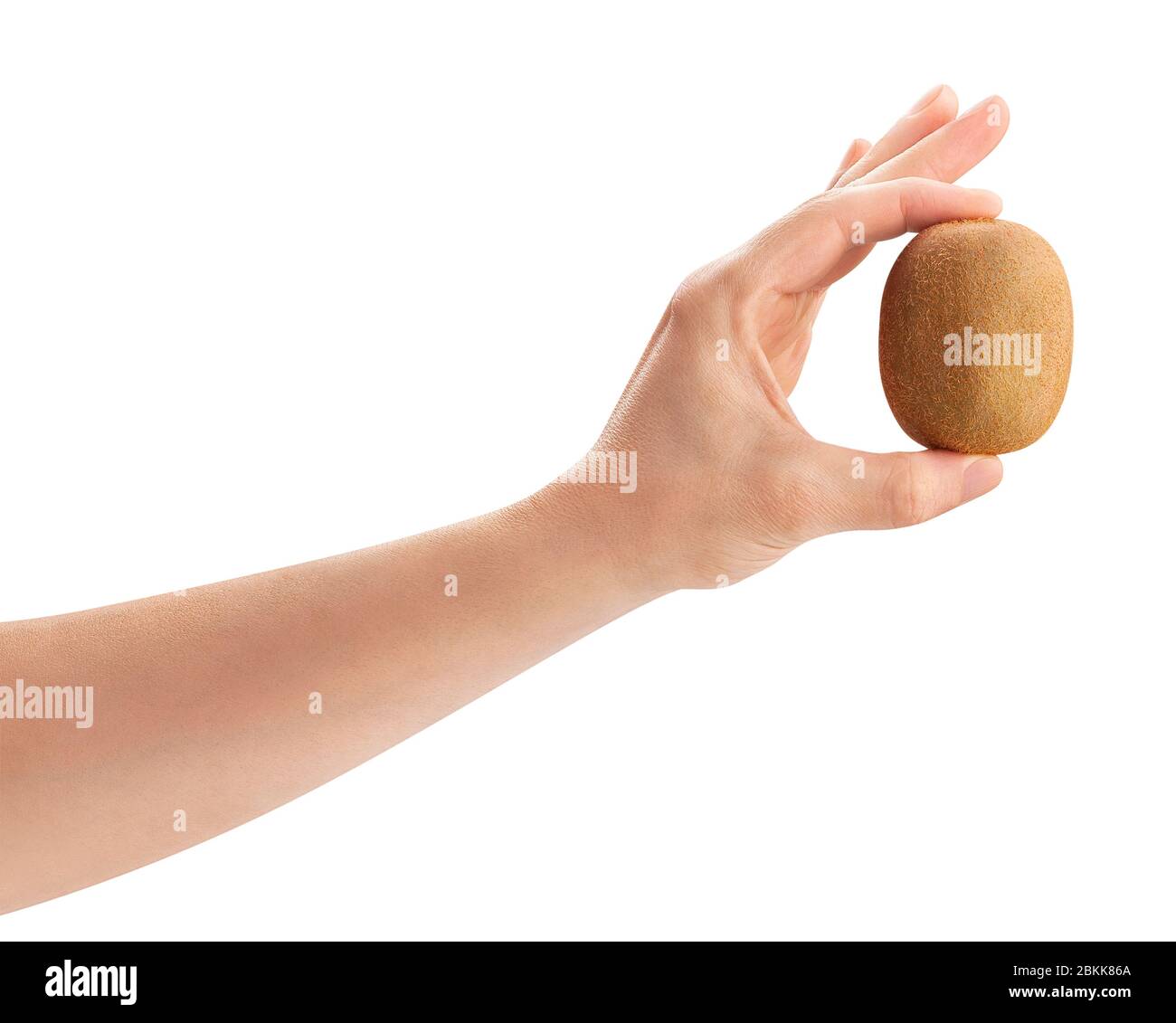 kiwi in hand path isolated on white Stock Photo - Alamy
