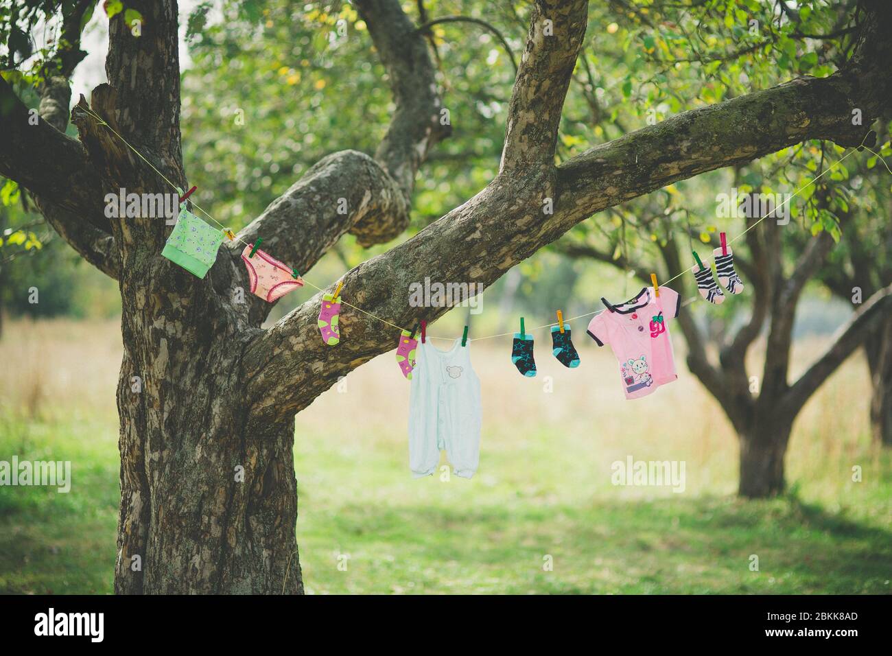 baby clothes hanging on a rope Stock Photo - Alamy