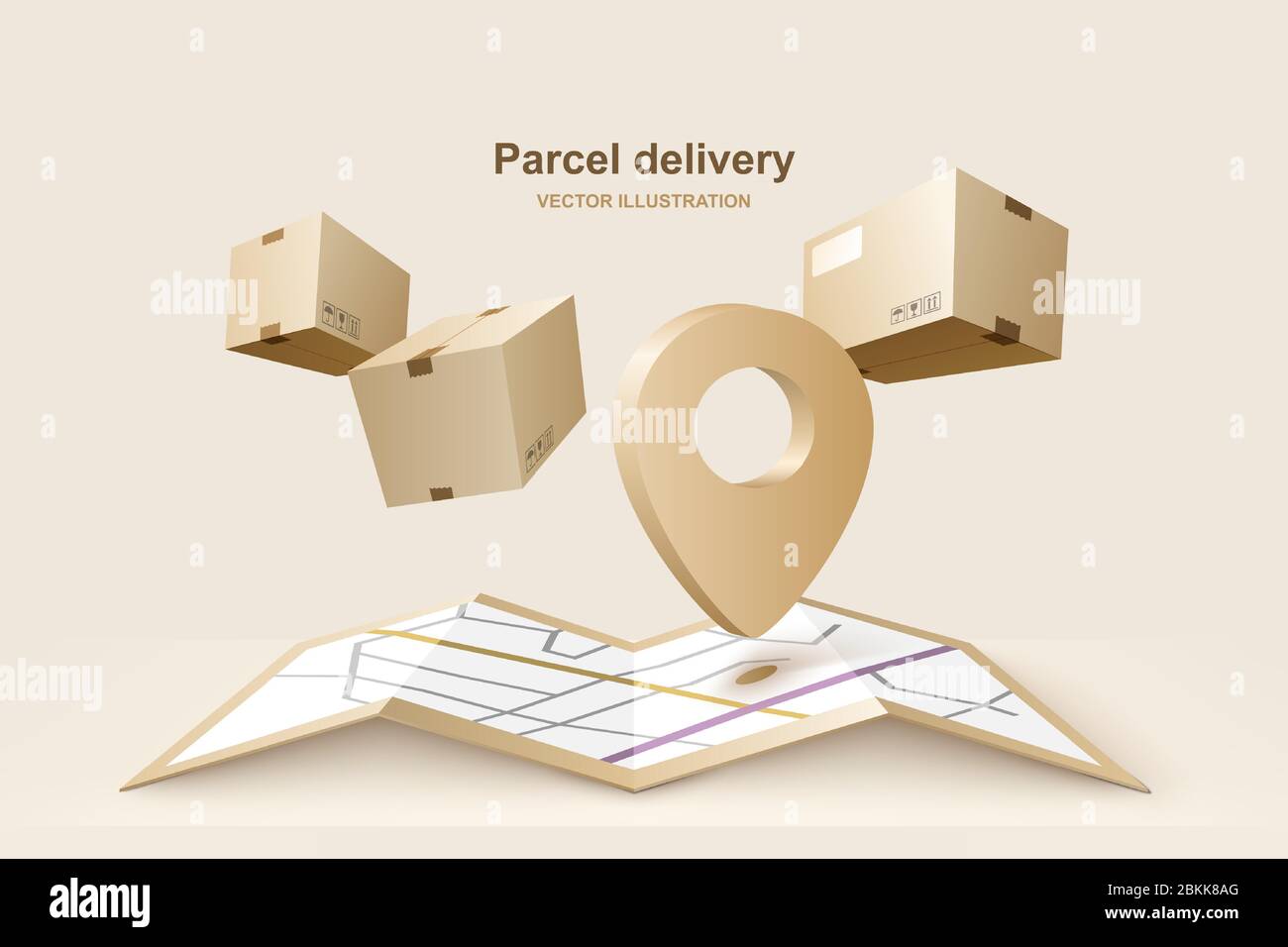Parcel delivery. Concept for fast delivery service, vector illustration ...