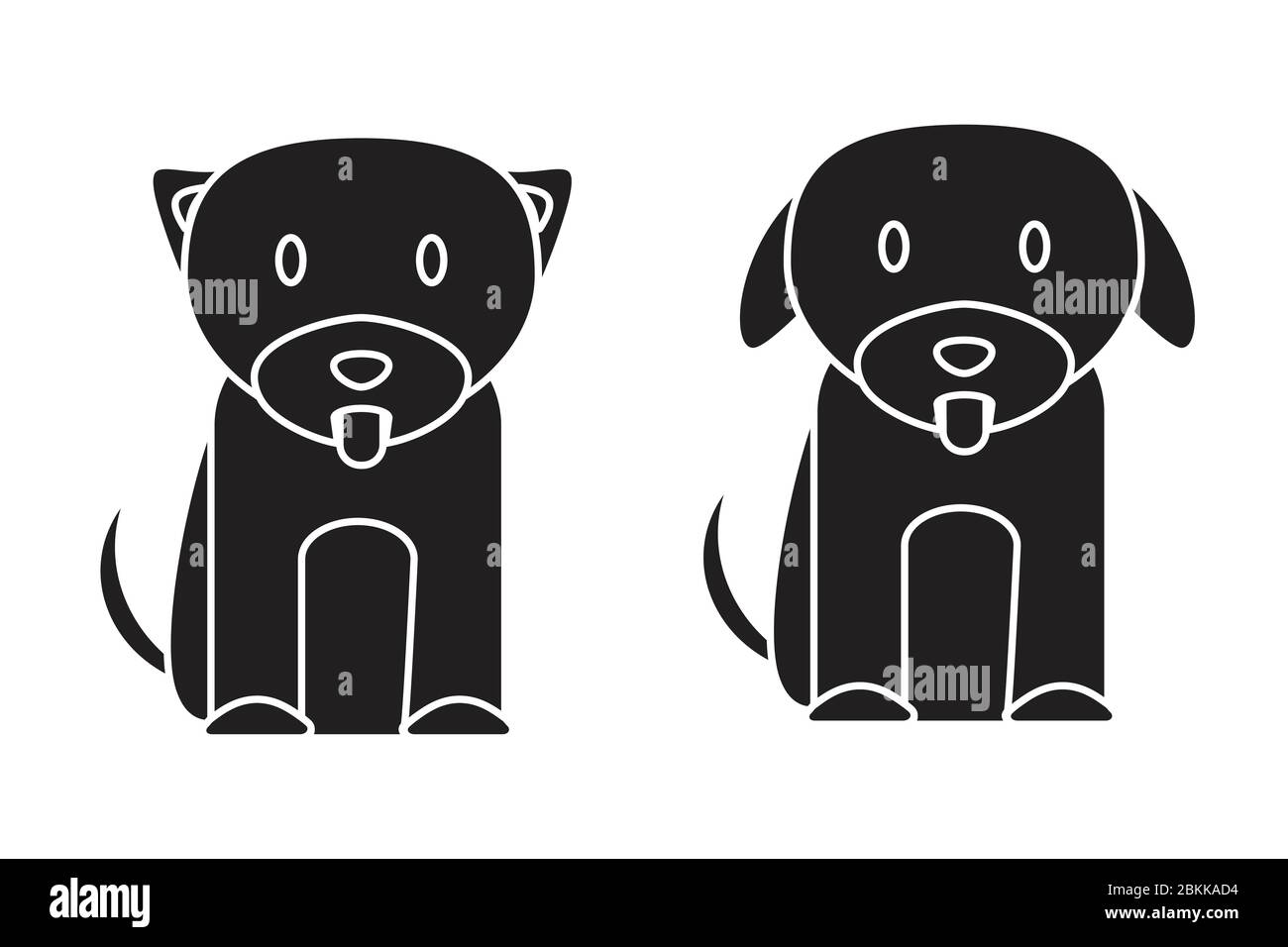 Puppy dog. A set of two puppies dogs pictogram icons isolated on a ...