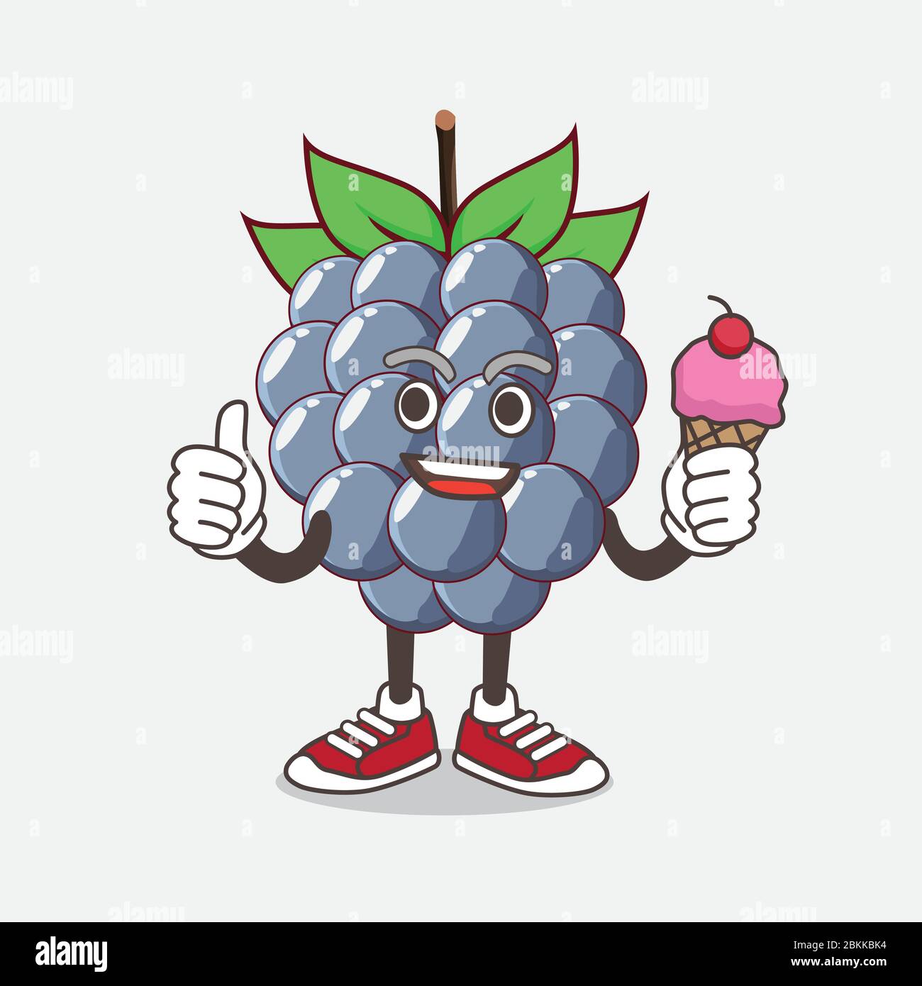 An illustration of Dewberries Fruit cartoon mascot character eating an ...