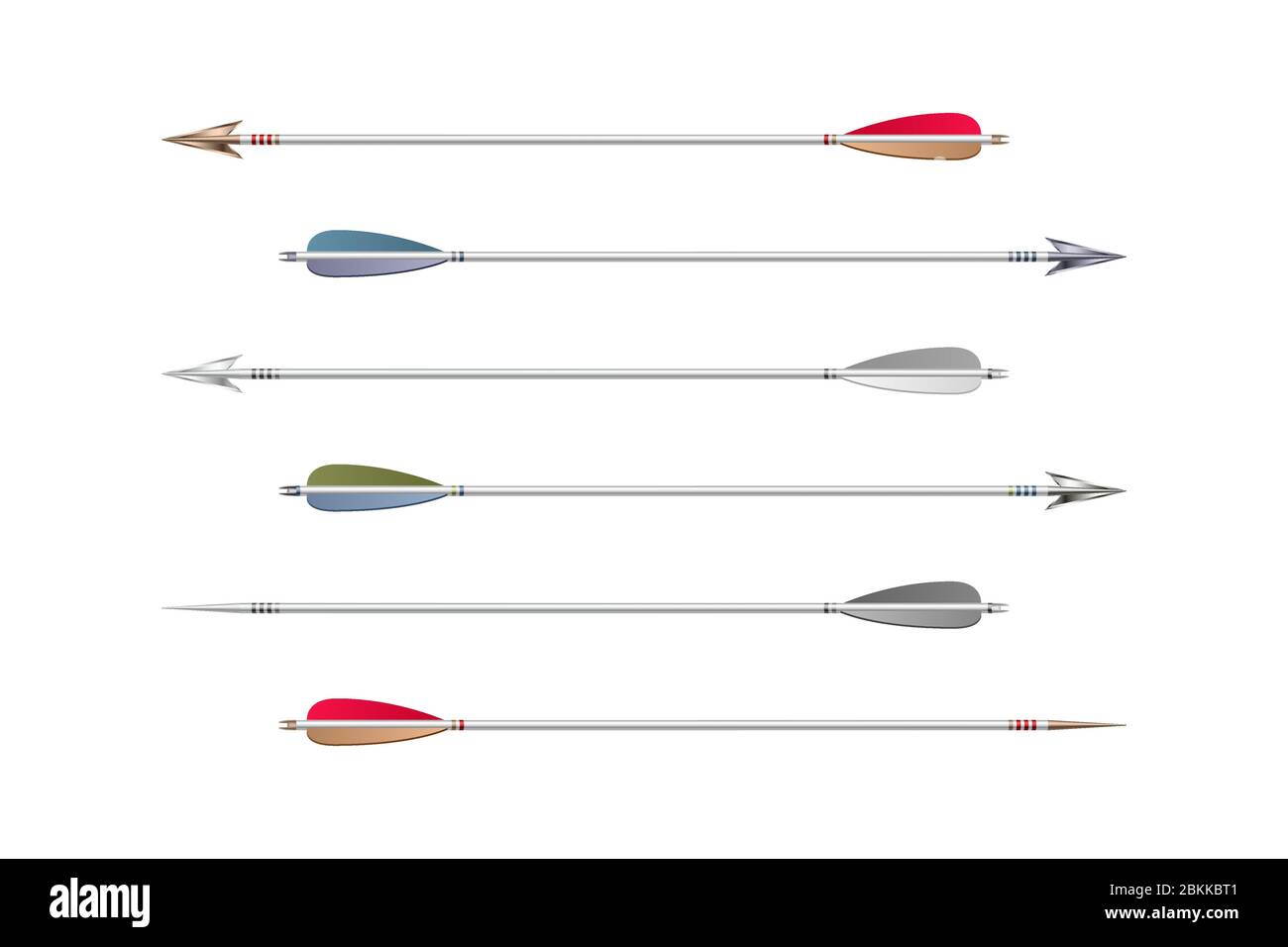 Set of realistic bow arrows isolated on white background, vector ...