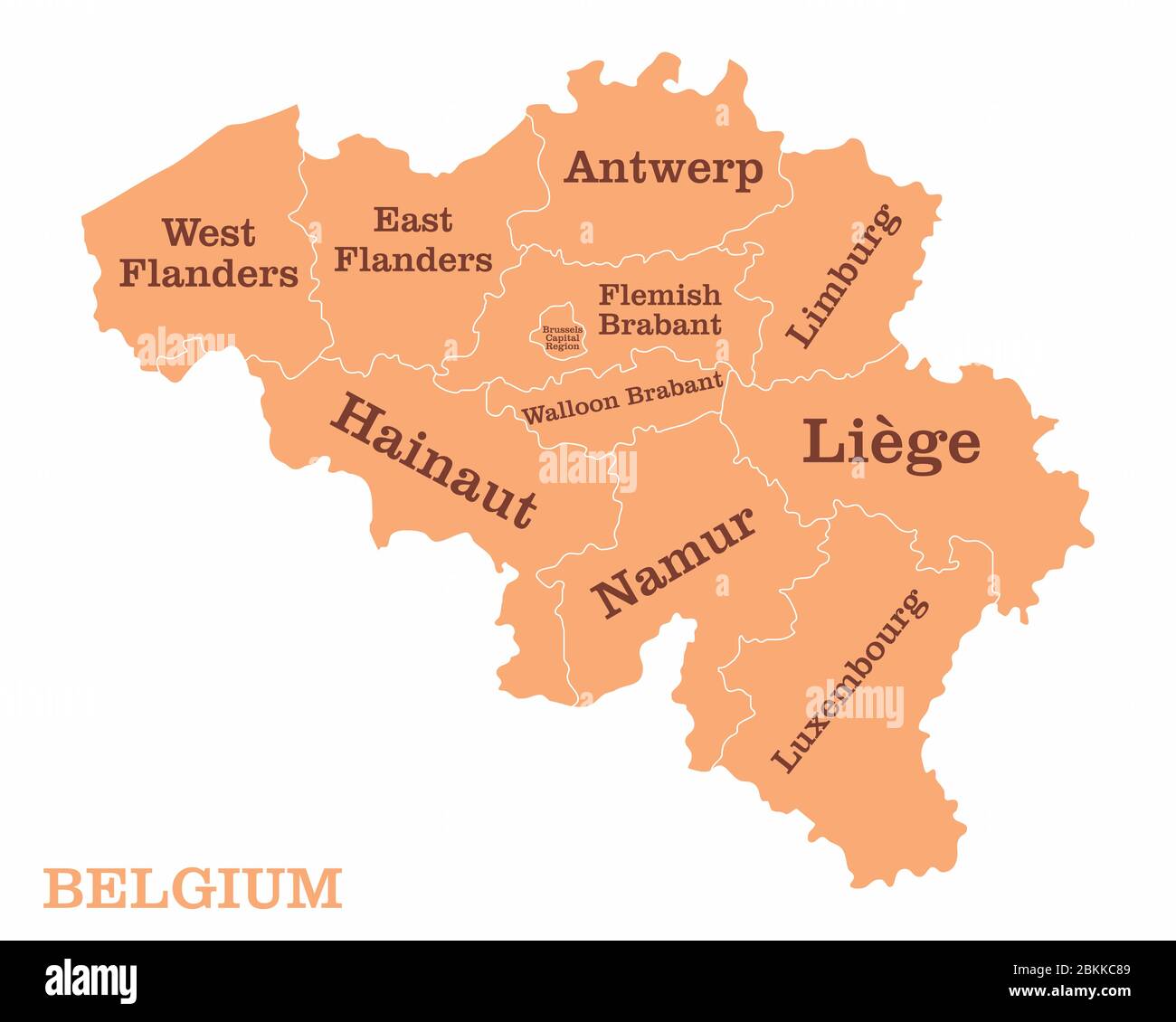 Belgium regions map Stock Vector Image & Art - Alamy