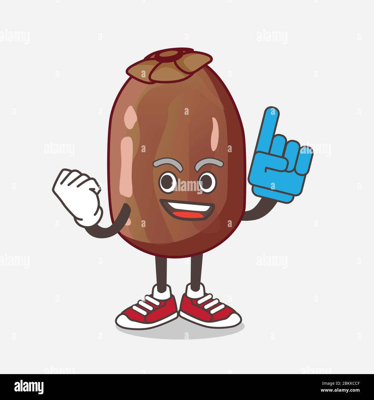 An illustration of Date Fruit cartoon mascot character holding a Foam ...